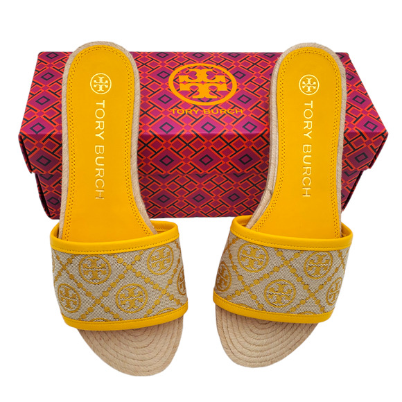 Tory Burch | Shoes | Tory Burch Gold Finch Jacquard T Monogram Slide ...